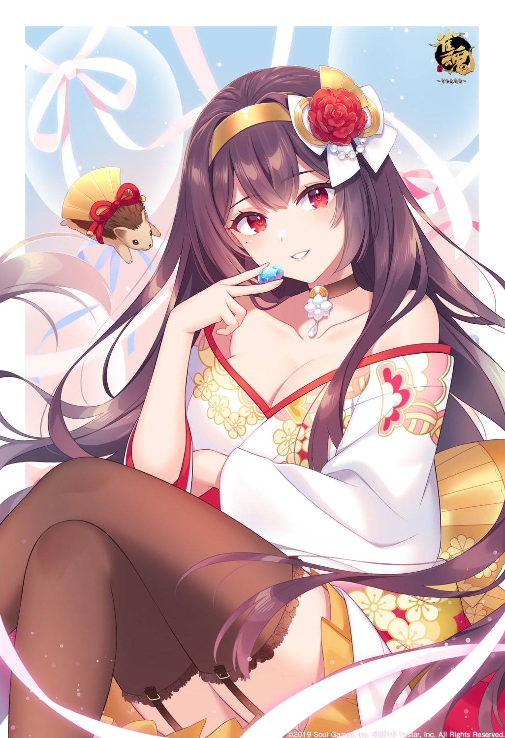 nagino shizuku majsoul nikaidou miki cleavage japanese clothes no bra open shirt stockings ...